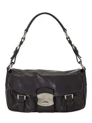 Prada Calfskin Double Pocket Shoulder Bag - Black