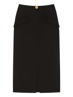 Givenchy Midi Skirt In Grain De Poudre Wool - Black