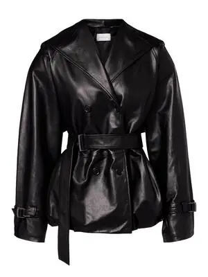 Magda Butrym Hooded Leather Jacket - Black