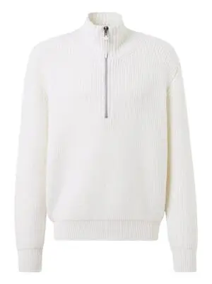 TOM FORD Ribbed-knit Wool Half-zip Sweater - White