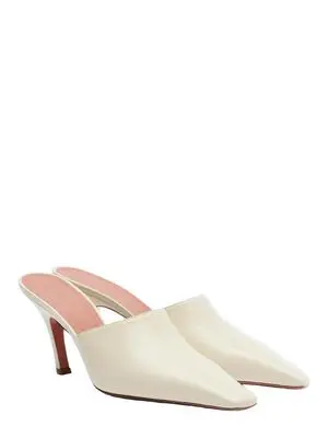 Amina Muaddi Jamie 80 Leather Mules - White