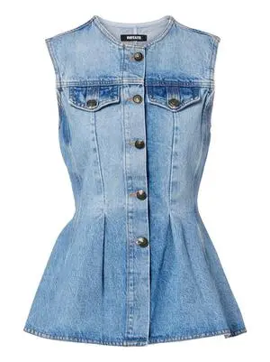 Remain Birger Christensen Zoey Peplum Denim Top - Blue