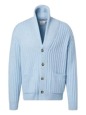 ALLUDE Ribbed-knit Wool And Cashmere Cardigan - Blue
