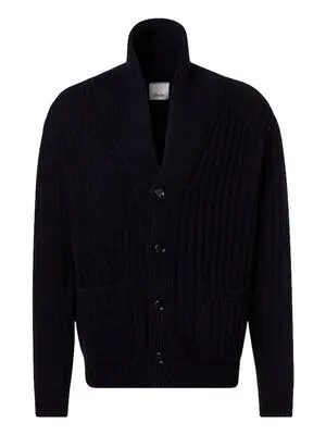 ALLUDE Ribbed-knit Wool And Cashmere Cardigan - Blue