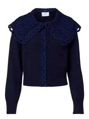 Erdem Crochet-trimmed Wool-blend Cardigan - Blue