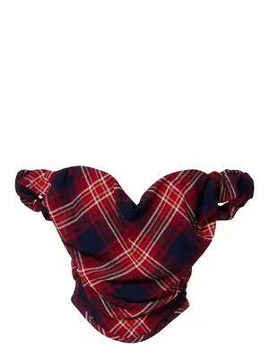 VIVIENNE WESTWOOD Sunday Off-shoulder Plaid Bustier Top - Red