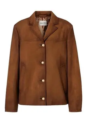 Miu Miu Suede Leather Jacket - Brown