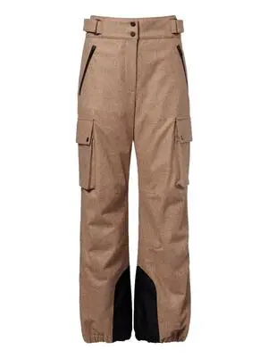 Brunello Cucinelli Virgin Wool Flannel Cargo Pants - Beige