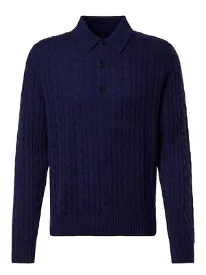 Arch4 Cable-knit Cashmere Polo Sweater - Blue