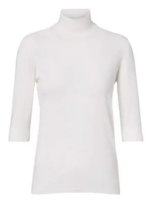 Max Mara Boa Virgin Wool Turtleneck Top - White