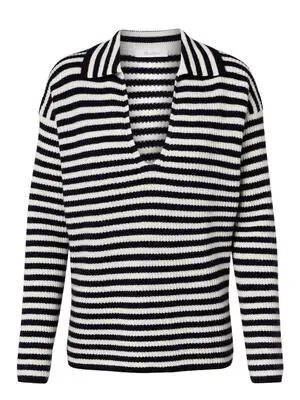 Max Mara Gomma Striped Cashmere Top - White