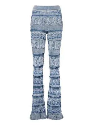 Etro Crochet Cotton Flared Pants - Blue