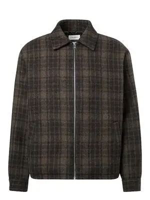 FRAME Checked Virgin Wool Blouson Jacket - Brown