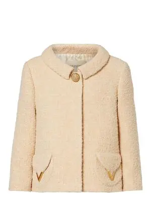 Valentino Garavani Embellished Wool-blend Tweed Jacket - Beige