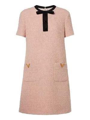 Valentino Garavani Vgold Wool-blend Tweed Minidress - Pink