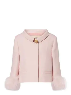 Valentino Garavani Crepe Couture Feather-trimmed Blazer - Pink