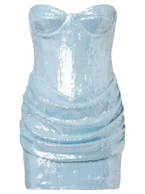 THE NEW ARRIVALS ILKYAZ OZEL Pamela Sequined Strapless Minidress - Blue