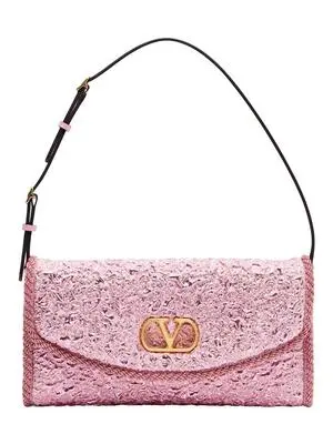 Valentino Garavani Devain Small Cloqué Jacquard Shoulder Bag - Pink