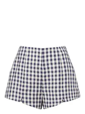 Posse Sadie Gingham Linen Shorts - Blue