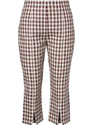 Posse Sadie Gingham Linen Capri Pants - Brown