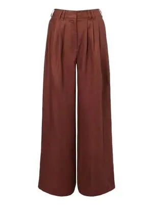 Posse Parker High-rise Wide-leg Linen Pants - Brown