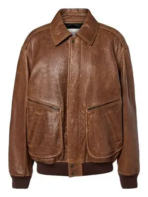 Saint Laurent Padded Leather Blouson Jacket - Brown