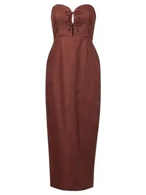 Posse Sabine Linen Midi Dress - Brown