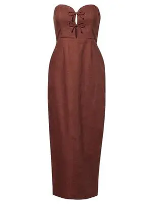 Posse Sabine Linen Midi Dress - Brown