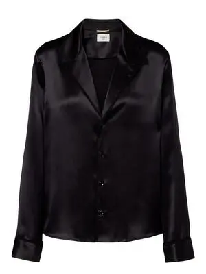 Saint Laurent Silk Satin Shirt - Black