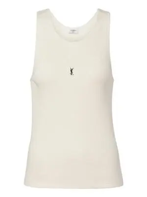 Saint Laurent Cassandre Ribbed-knit Tank Top - White