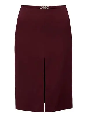 Versace Medusa Wool Gabardine Pencil Skirt - Burgundy
