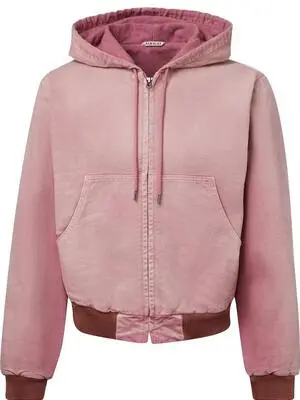 Auralee Cropped Cotton Hoodie - Pink