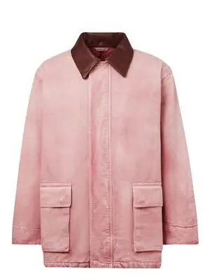 Auralee Leather-trimmed Cotton Blouson Jacket - Pink