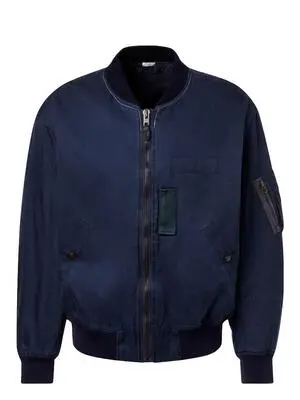 A.PRESSE Vintage Silk And Cotton Bomber Jacket - Blue
