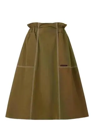 Marni Midi Skirt With Contrast Stitching - Green