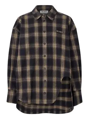 Attico Oversized Checked Cotton-flannel Shirt - Brown