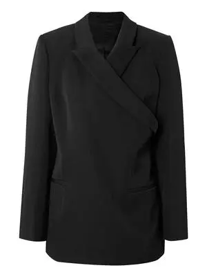 Calvin Klein Mia Asymmetric Wool Blazer - Black