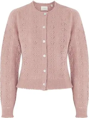 DÔEN Emery Pointelle-knit Cardigan - Pink