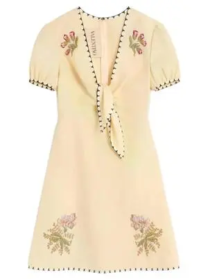 Valentino Garavani Embroidered Mini Dress - Neutrals