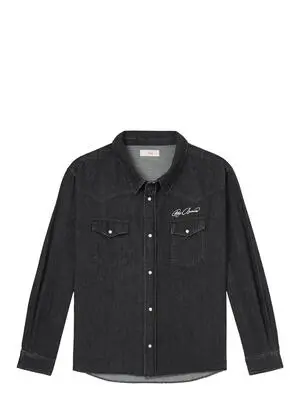 CHERRY LOS ANGELES Logo-embroidered Denim Western Shirt - Black