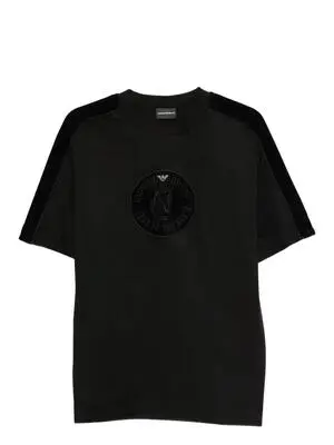 Emporio Armani Velvet-panel T-shirt - Black