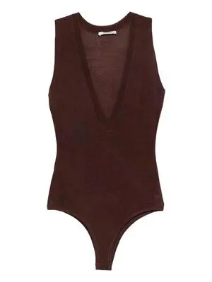 ENTIRE STUDIOS V-neck Bodysuit - Brown