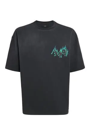 Amiri Cotton Flame Logo T-shirt - Black