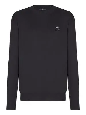 Balmain Silk-blend Logo Sweater - Black