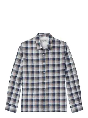 Officine Générale Younes Checked Cotton And Linen-blend Shirt - Blue