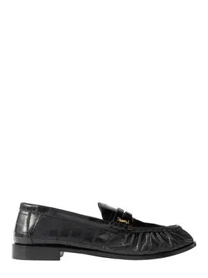 Saint Laurent Monogram Logo Eel Penny Loafers - Black