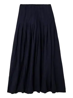 LA LIGNE Pleated Cotton-twill Midi Skirt - Blue