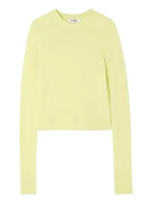 RE/DONE Cashmere Frayed Hem Sweater - Yellow