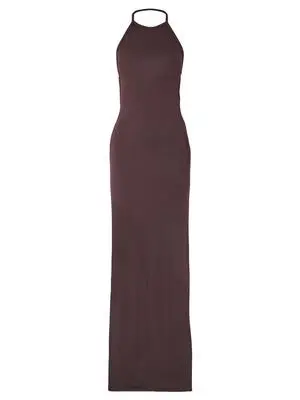 Eterne Vivian Stretch-modal Jersey Halterneck Maxi Dress - Brown