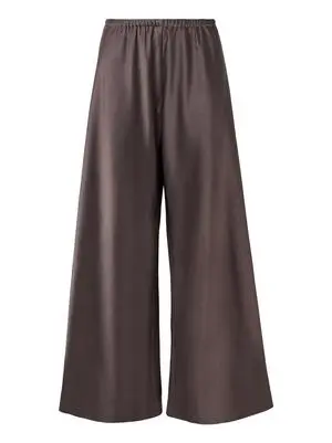 LA LIGNE Colby Satin Wide-leg Pants - Brown